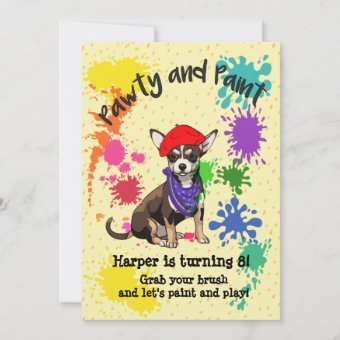 Chihuahua Dog Fun Art Birthday Party Invitation | Zazzle