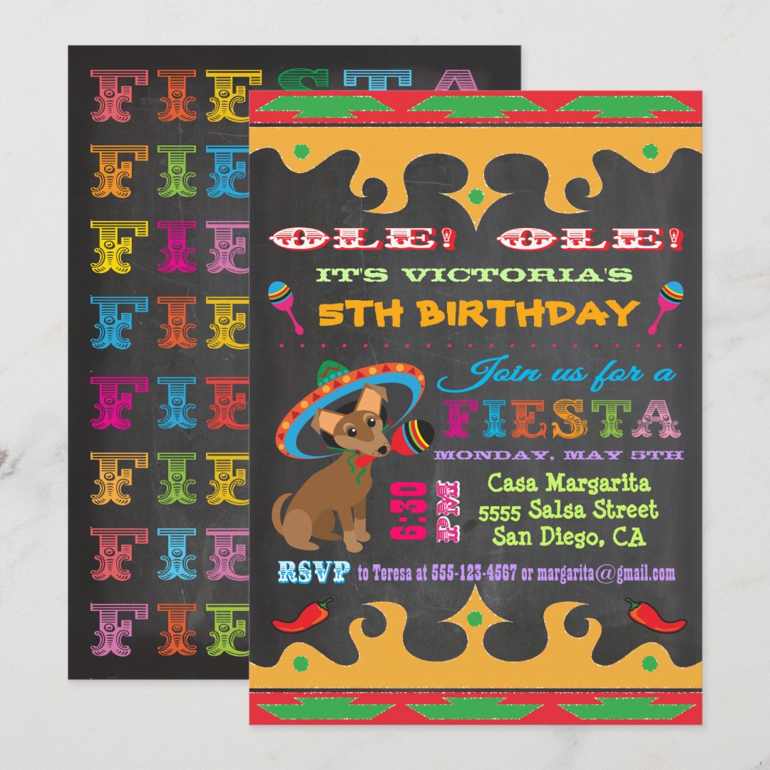 Chihuahua Mexican Fiesta Birthday Party Invitation | Zazzle