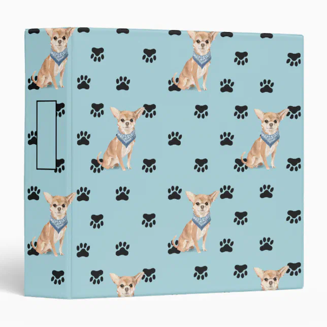 Chihuahua Paw Prints Pattern 3 Ring Binder | Zazzle