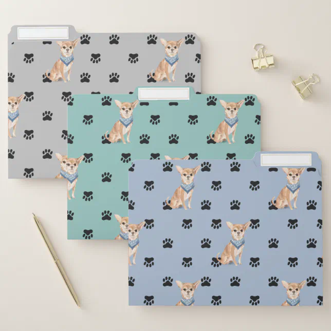 Chihuahua Paw Prints Pattern File Folder | Zazzle