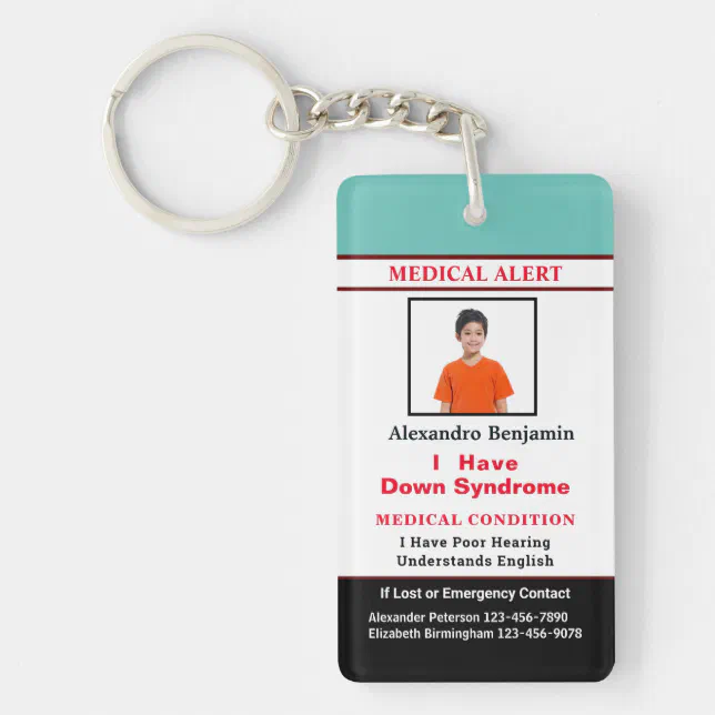 Child Adult Medical Alert ID Identification Card Keychain | Zazzle