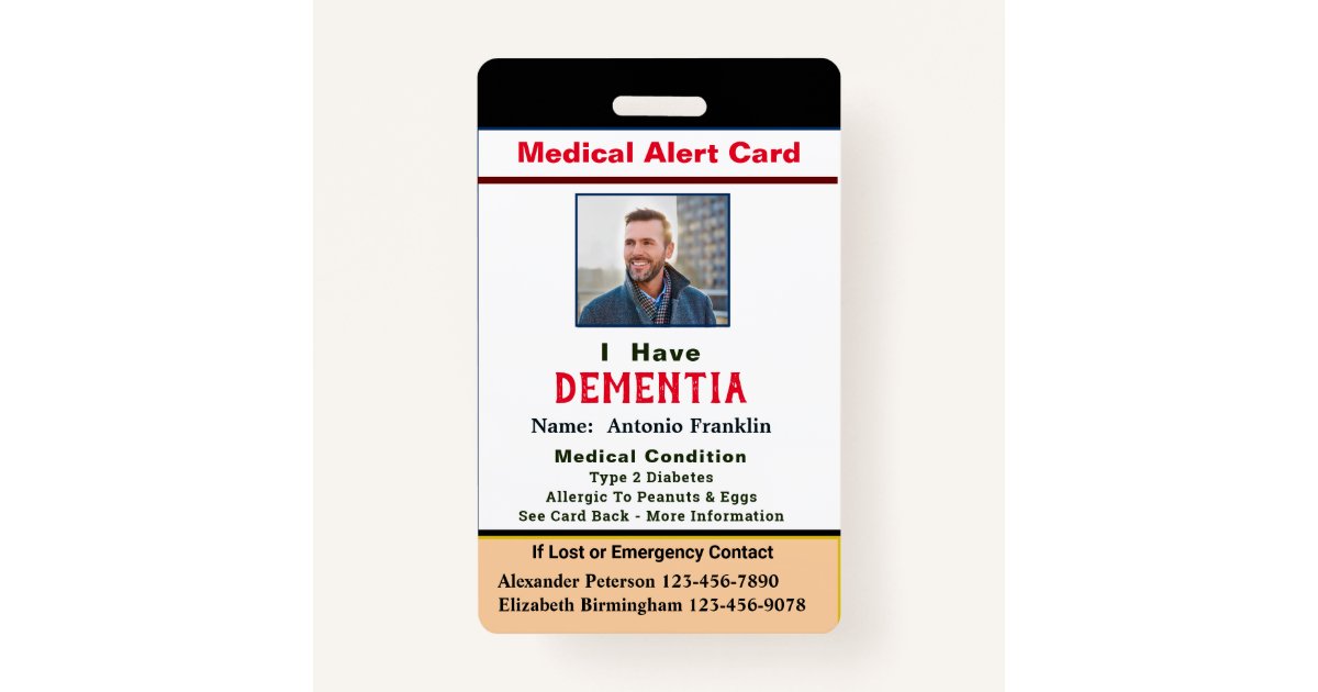Child Adult Photo Medical Alert Disability Card Badge | Zazzle.com