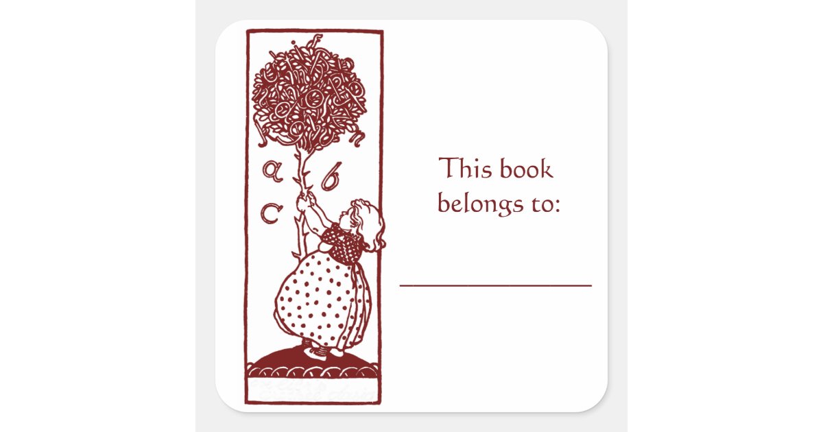 Child & Alphabet Tree bookplate sticker | Zazzle