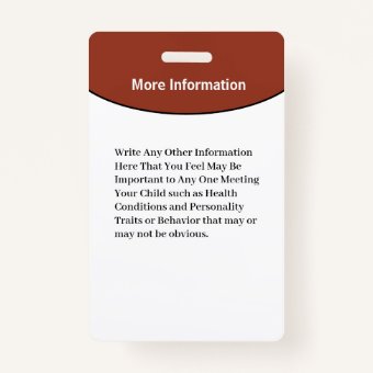 Child Baby Photo Name ID Identification Fun Card Badge | Zazzle
