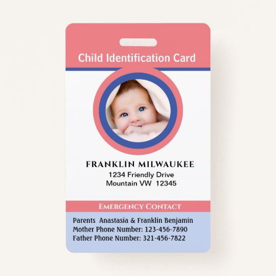 Child Boy Girl Kid Photo ID Identification Card Badge | Zazzle.com