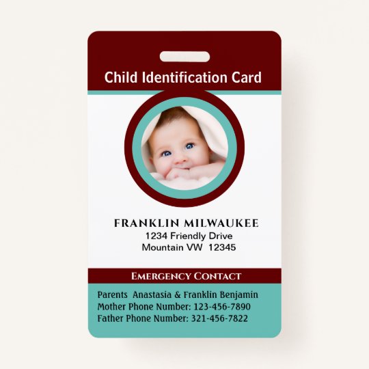 Child Boy Girl Photo ID Identification Card Badge | Zazzle.com