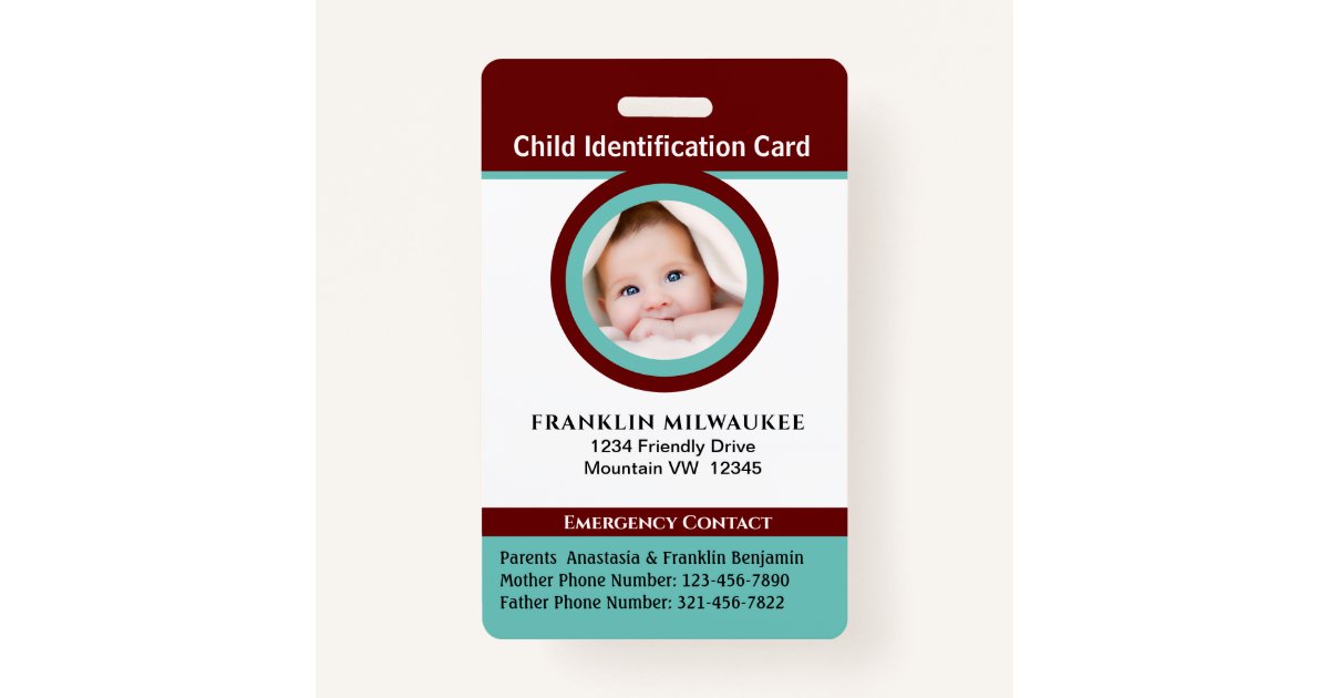 Child Boy Girl Photo ID Identification Card Badge | Zazzle