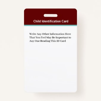 Child Boy Girl Photo ID Identification Card Badge | Zazzle