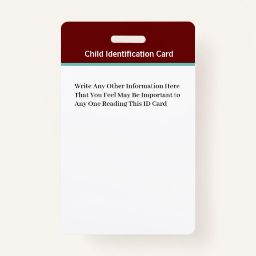 Child Boy Girl Photo ID Identification Card Badge | Zazzle