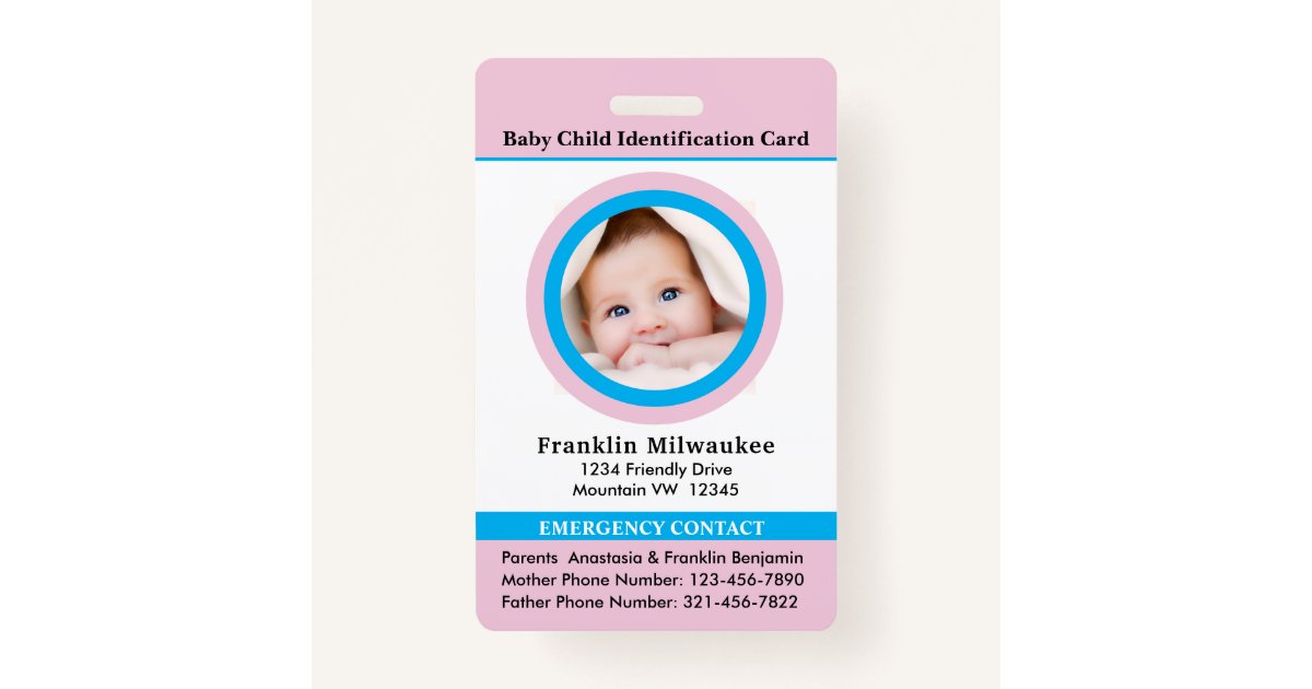 Child Boy Girl Photo ID Identification Card Badge | Zazzle