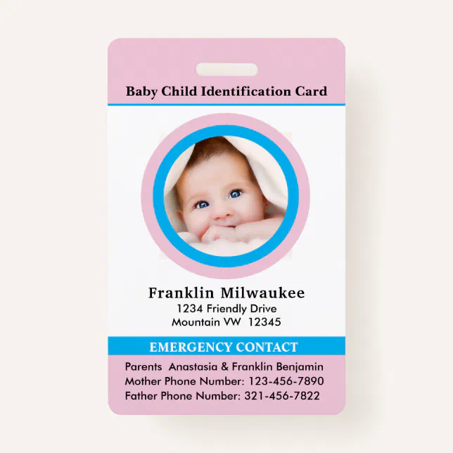 Child Boy Girl Photo ID Identification Card Badge | Zazzle