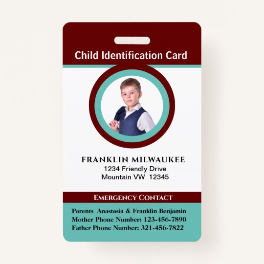 Child Boy Girl Photo ID Identification Card Badge | Zazzle.com