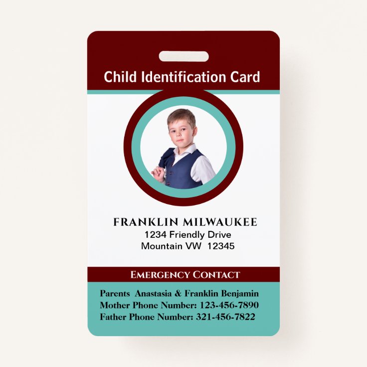 Child Boy Girl Photo ID Identification Card Badge | Zazzle