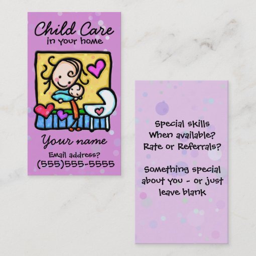 Child Care. Babysitting. Babysitter. Custom card | Zazzle