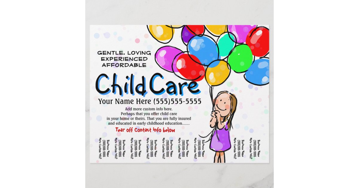Child Care. Babysitting. Day Care. Promo Flyer | Zazzle