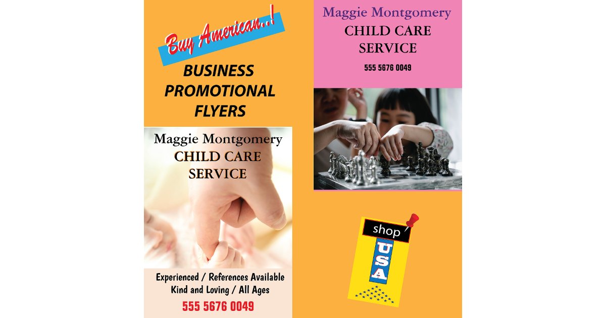 Child Care Business Babysitting Advertising Flyer | Zazzle