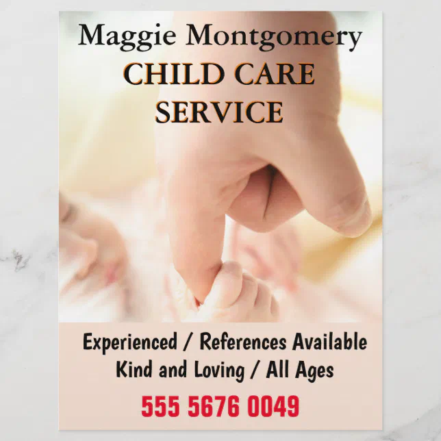 Child Care Business Babysitting Advertising Flyer | Zazzle
