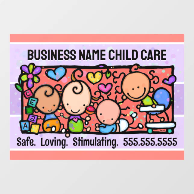 Child Care Day Care Baby Shower Promotional Window Cling | Zazzle