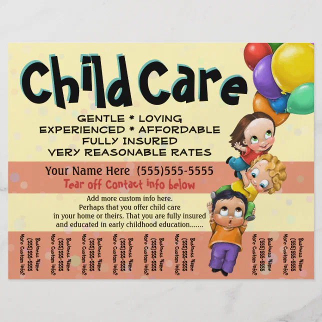 Child Care. Day Care. Tear sheet HORIZONTAL | Zazzle