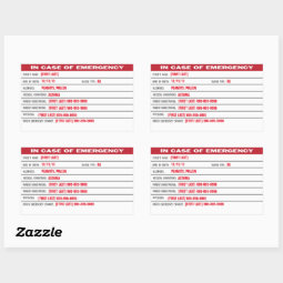 Child Emergency Information Sticker | Zazzle