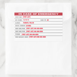 Child Emergency Information Sticker | Zazzle