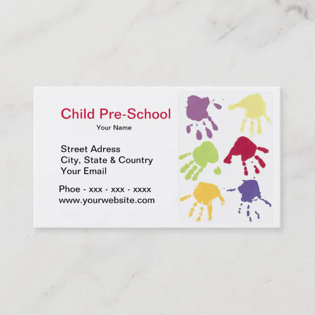 Child Hands Pre-School Business Card | Zazzle
