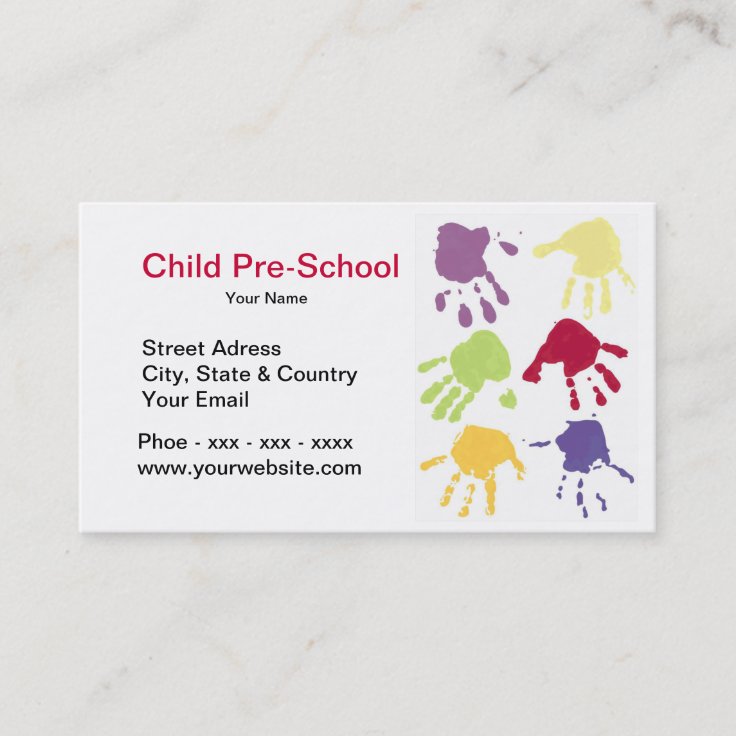 Child Hands Pre-School Business Card | Zazzle