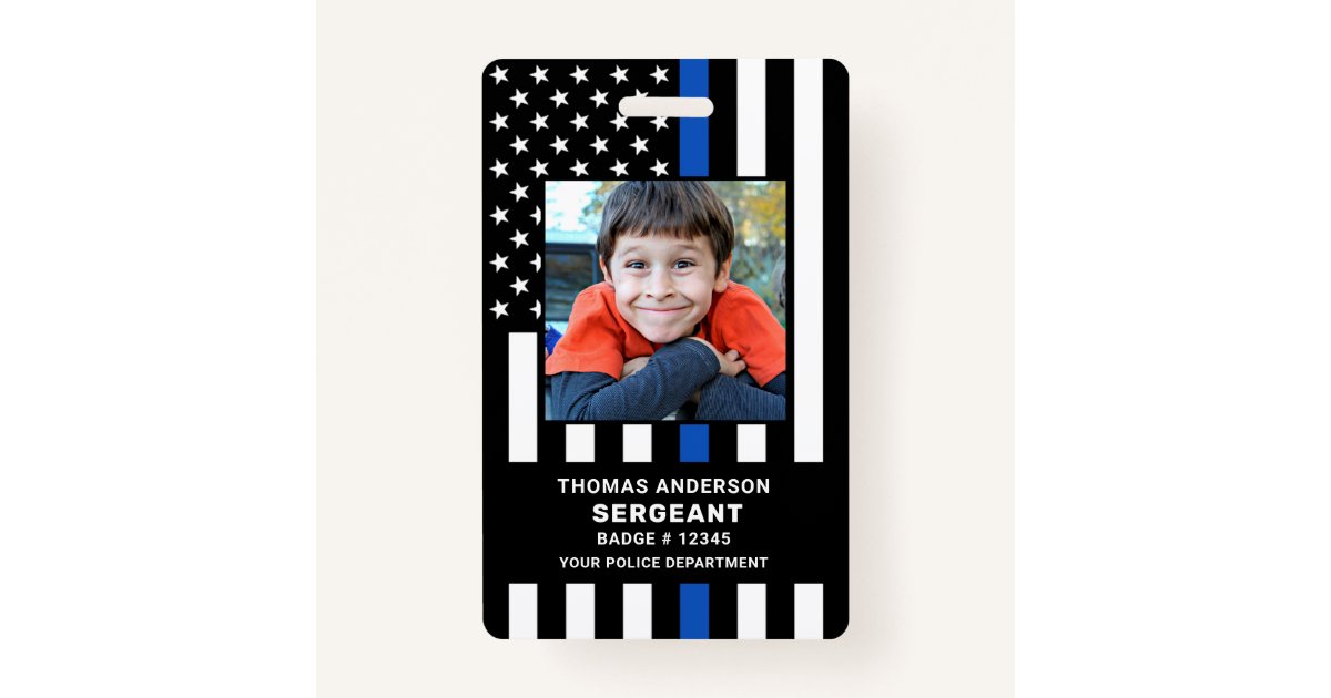 Child ID Custom Photo Police Officer Student Badge | Zazzle