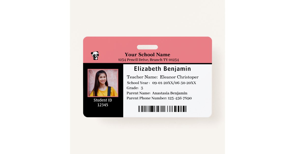 Child ID Identification Card Student School Badge | Zazzle