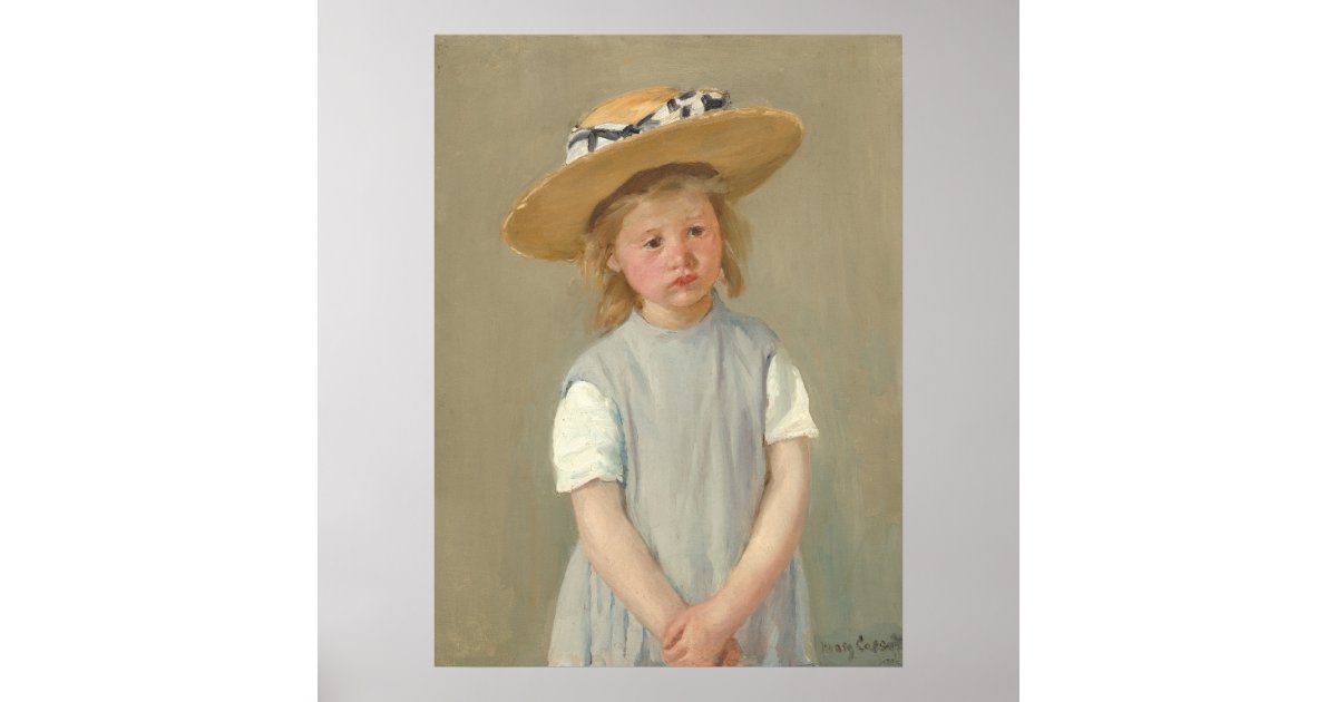 Child in Straw Hat - Mary Cassatt Fine Art Poster | Zazzle