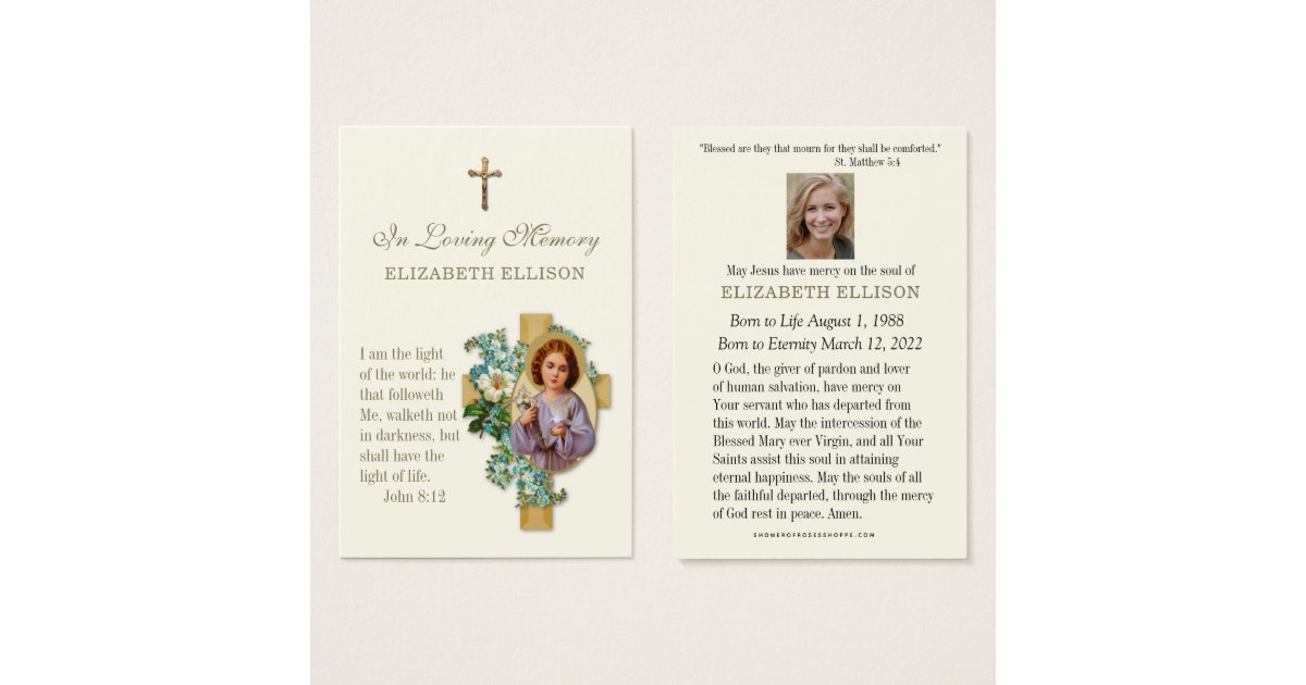 Child Jesus Scripture Funeral Prayer Card | Zazzle