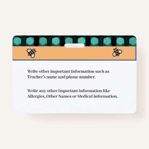 Child Kid ID Identification Personalize Card Badge | Zazzle