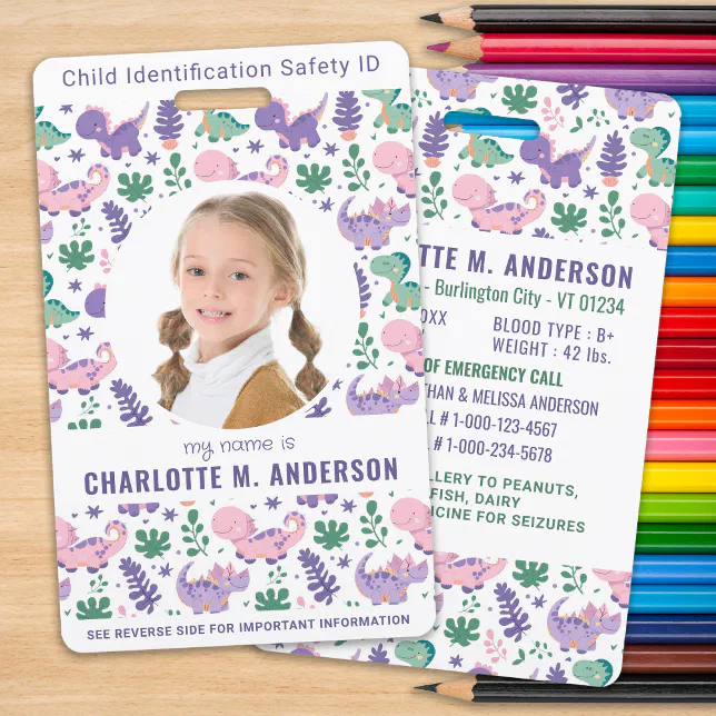 Child Photo Emergency ID Cute Kids Identification Badge | Zazzle