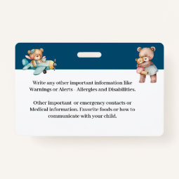 Child Photo Emergency ID Identification Card Badge | Zazzle