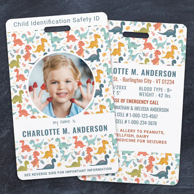 Child Photo Emergency ID Kids Identification Badge | Zazzle