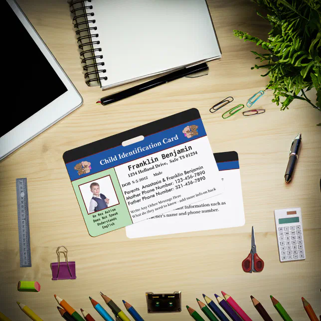 Child Photo ID Identification Card Custom Badge | Zazzle