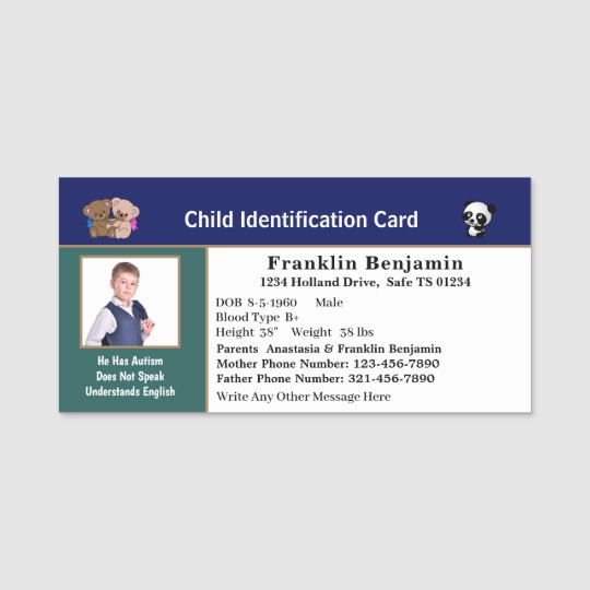 Child Photo Id Identification Student Card Custom Name Tag | Zazzle.com
