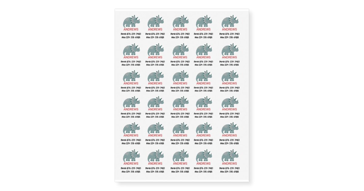 Child Safety Lost Phone Number Fun Dinosaur Temporary Tattoos | Zazzle