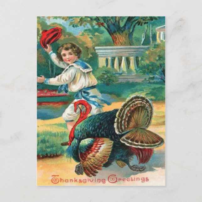 Child & Turkey Postcard | Zazzle