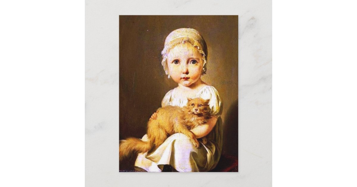 Child with Cat Postcard | Zazzle