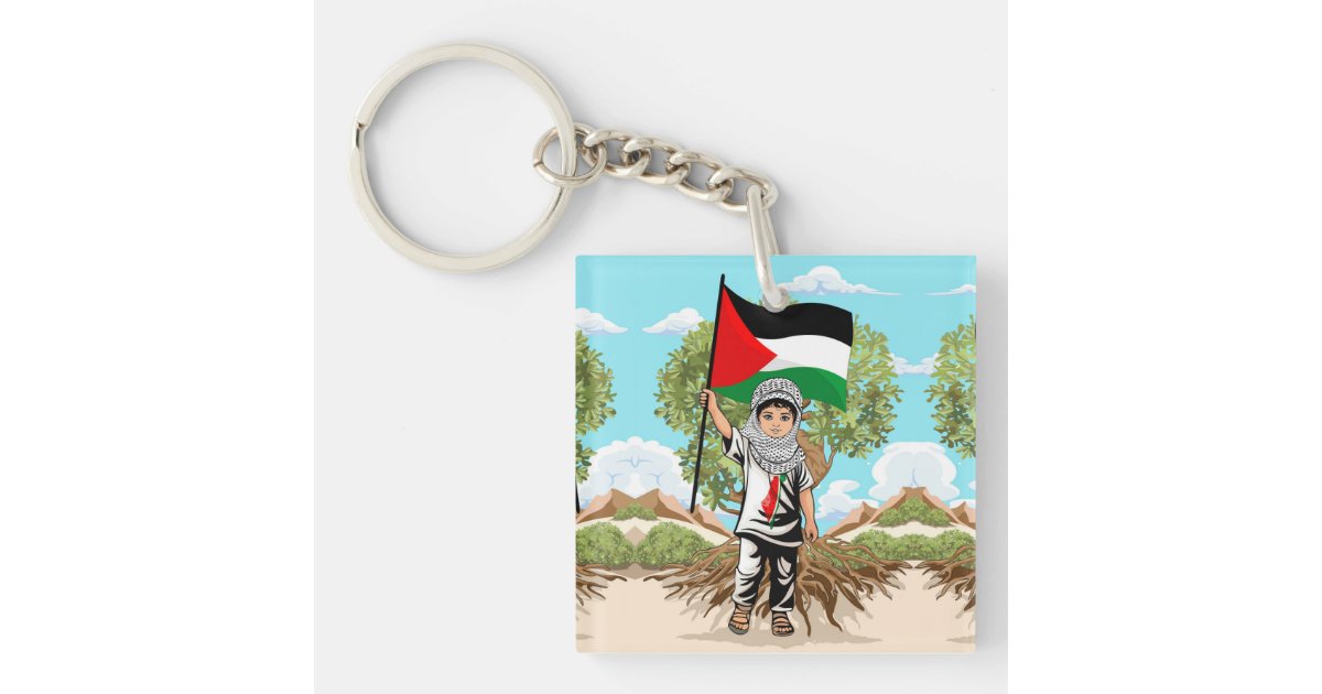Child with Keffiyeh Palestine Flag Keychain | Zazzle