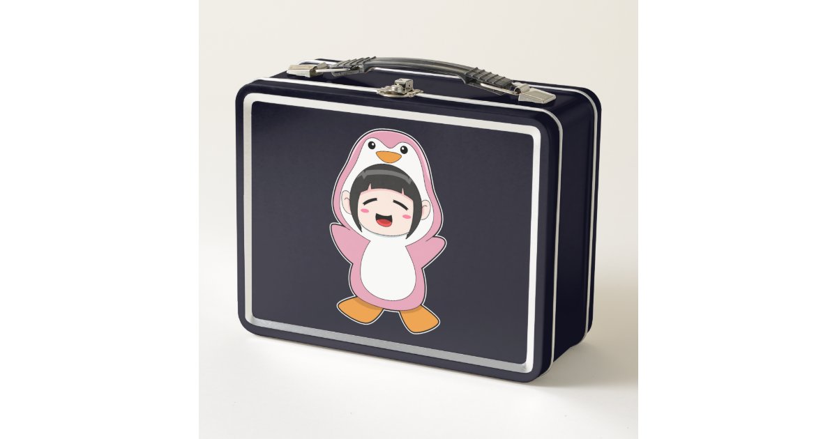 Child with Penguin Costume Metal Lunch Box | Zazzle