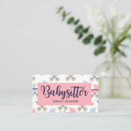 Childcare Nanny Babysitter Stroller Calligraphy Business Card | Zazzle