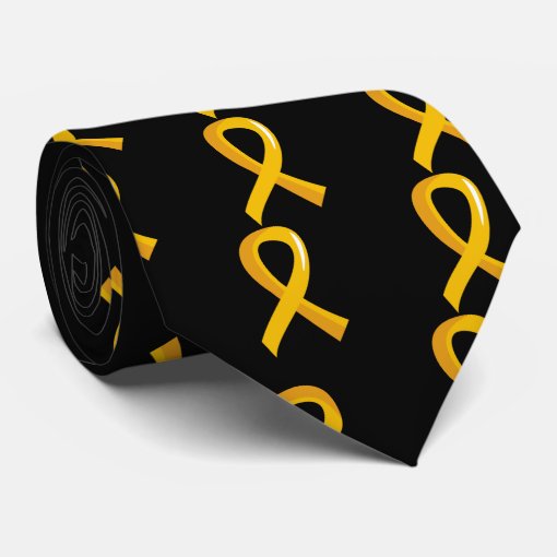 Childhood Cancer Gold Ribbon 3 Tie | Zazzle