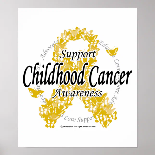 Childhood Cancer Ribbon of Butterflies Poster | Zazzle