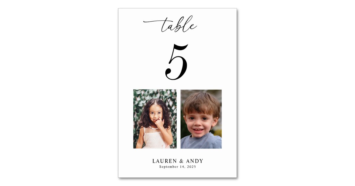 Childhood Pictures Photos Table Number 5 Wedding | Zazzle