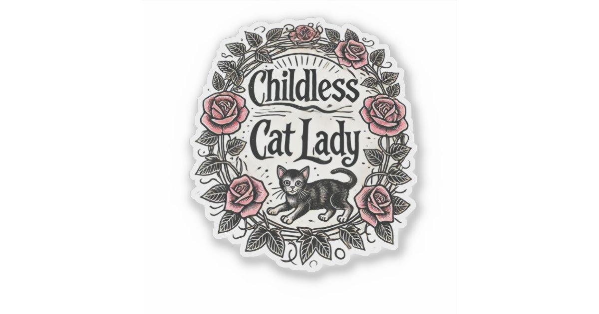 Childless Cat Lady Sticker | Zazzle