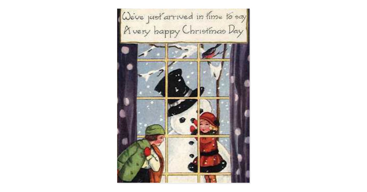 Children Building Snowman Postcard | Zazzle.com