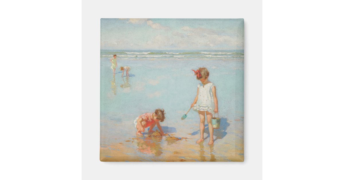 Children by the Sea (Summer Beach Scene) Magnet | Zazzle