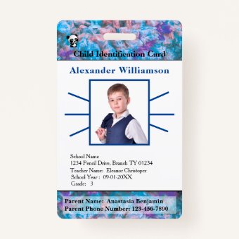 Children Kids Photo ID Identification Card Custom Badge | Zazzle